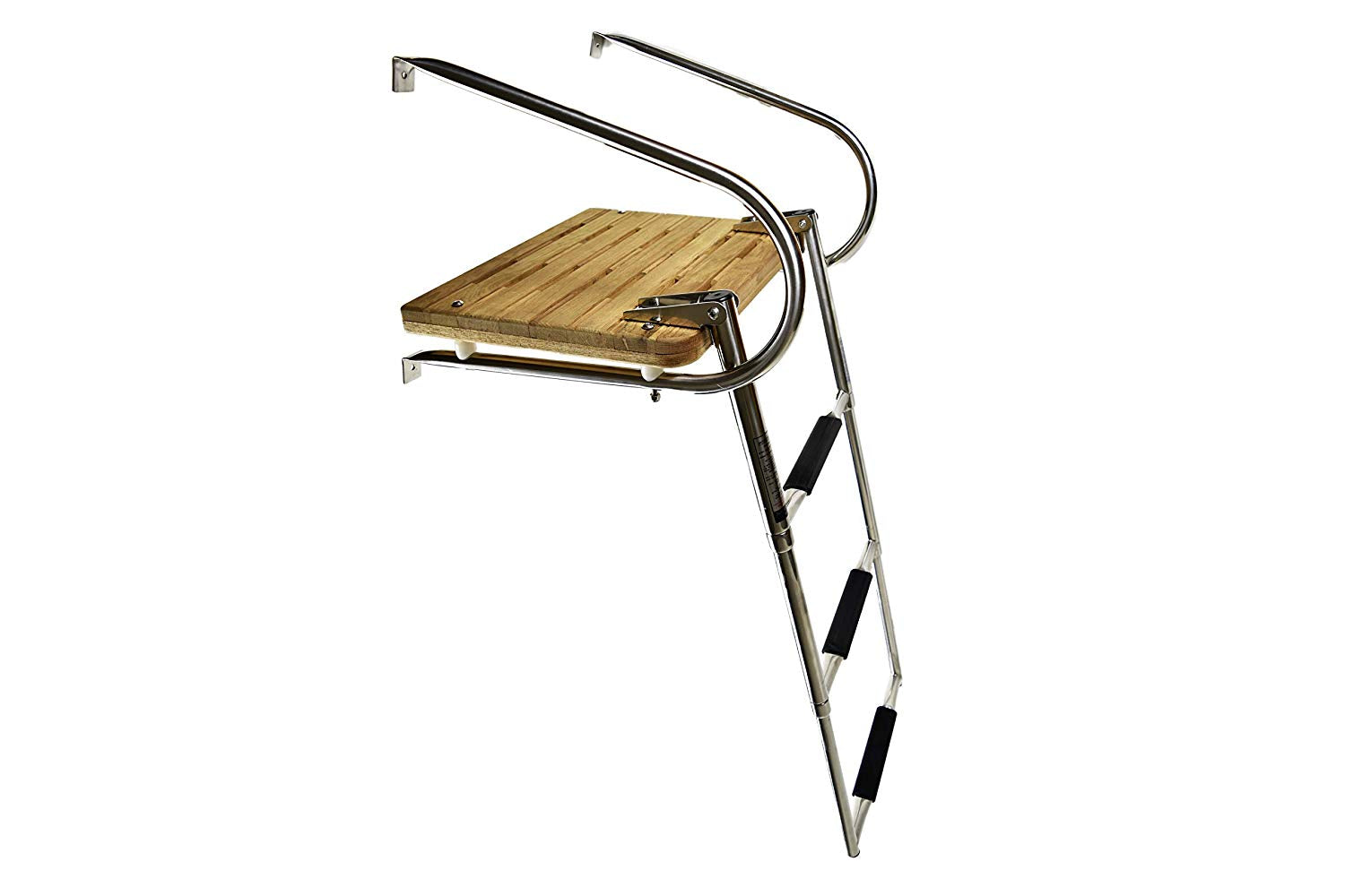 Marine City Stainless Steel Marine 3 Step I/B Swim Teak Platform Ladde ...