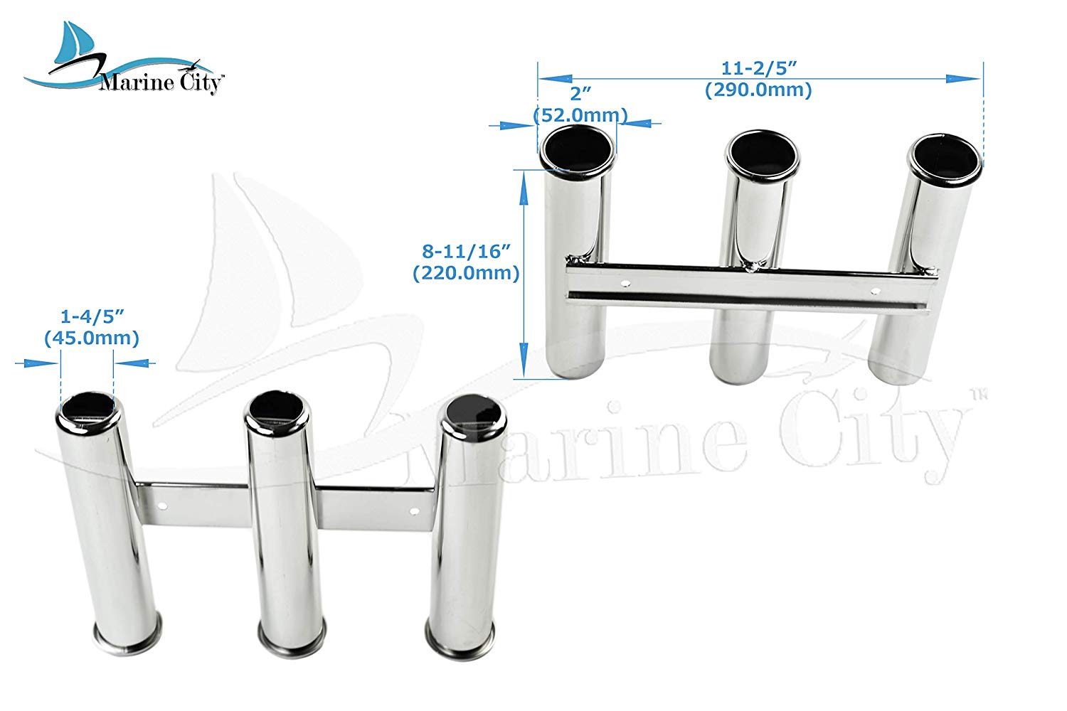 Marine City Boat Stainless Steel Rod Holder 3 Rod Rack Marine Fishing ...