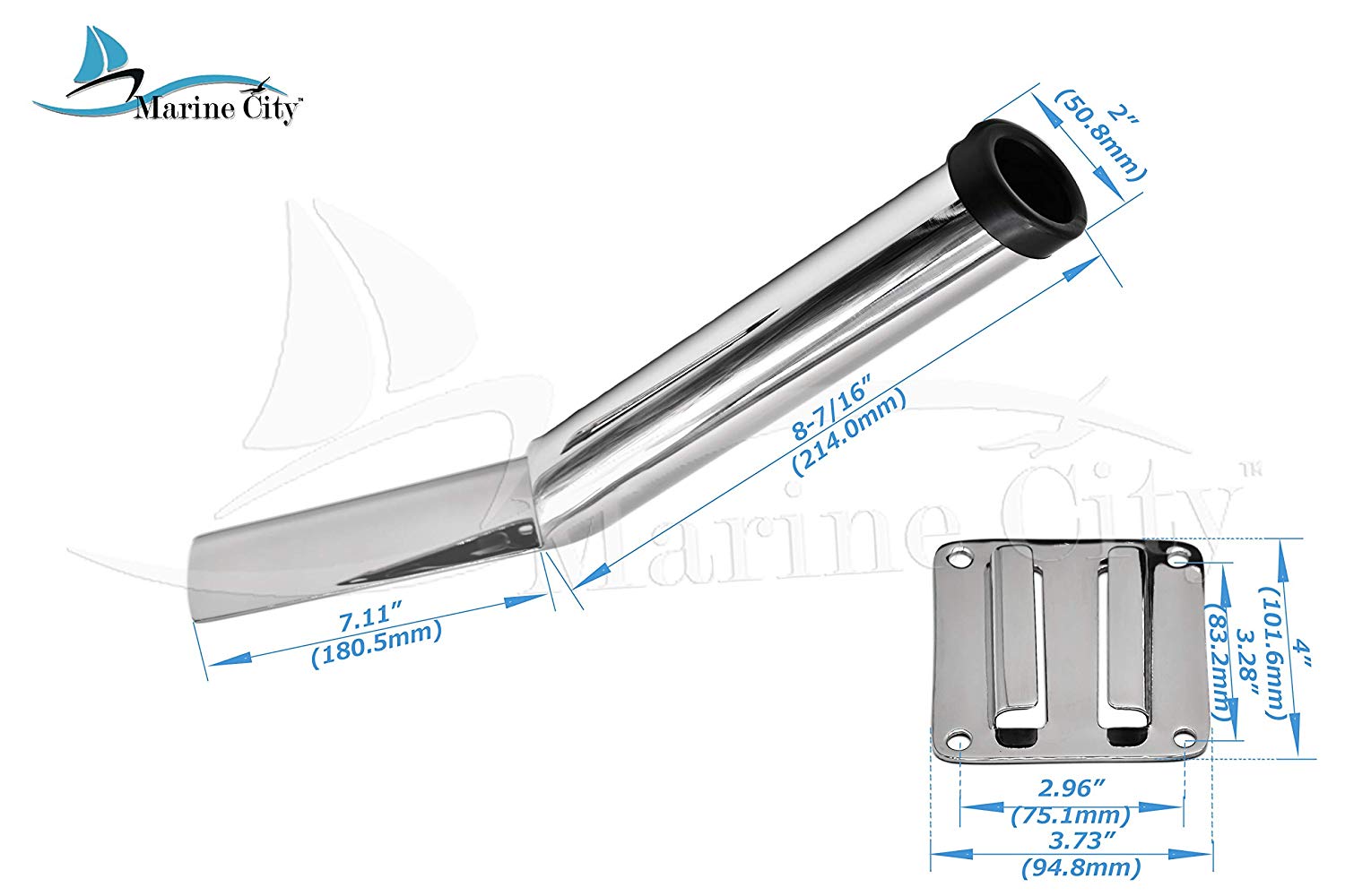 Marine City Stainless-Steel Slide Mount Removable Fishing Rod Holder ...