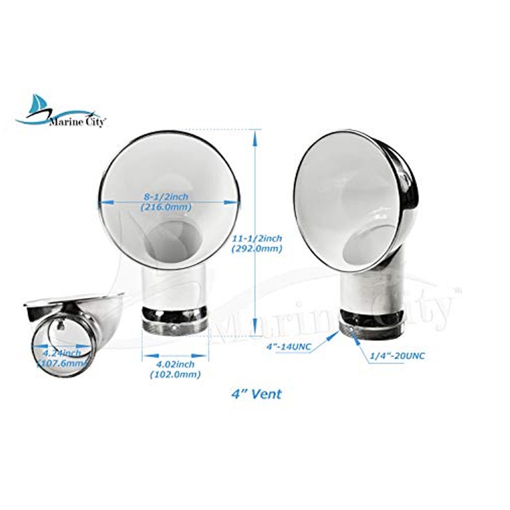 Marine City Round White 304 Stainless-Steel Material Cowl Vent Size: 4 ...