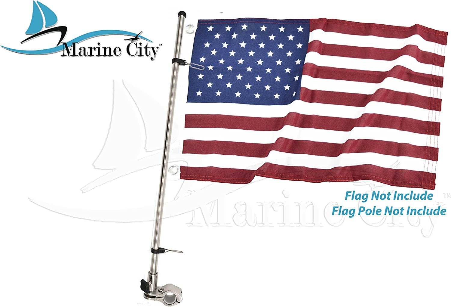 MARINE CITY 304 Stainless Steel Flag Pole Base for Boat Yacht Fits Ø 7 ...