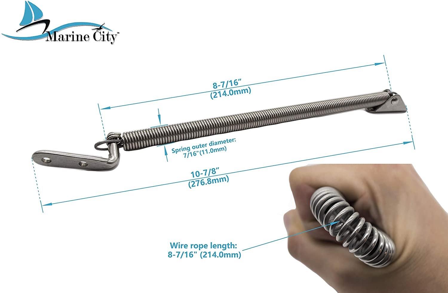 Marine City 304 Stainless-Steel Marine Heavy Duty Hatch Spring Adjuste ...