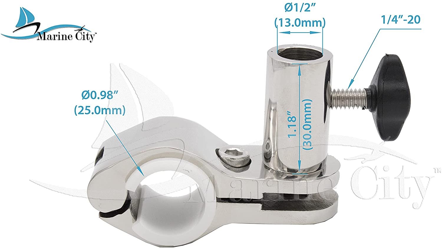 MARINE CITY 304 Stainless Steel Flag Pole Base for Boat Yacht Fits Ø 7 ...