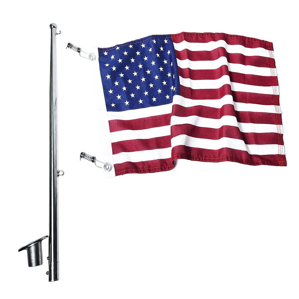 Marine City 30" Stainless Steel Flag Stanchion Pole & Flag Pole Base K ...