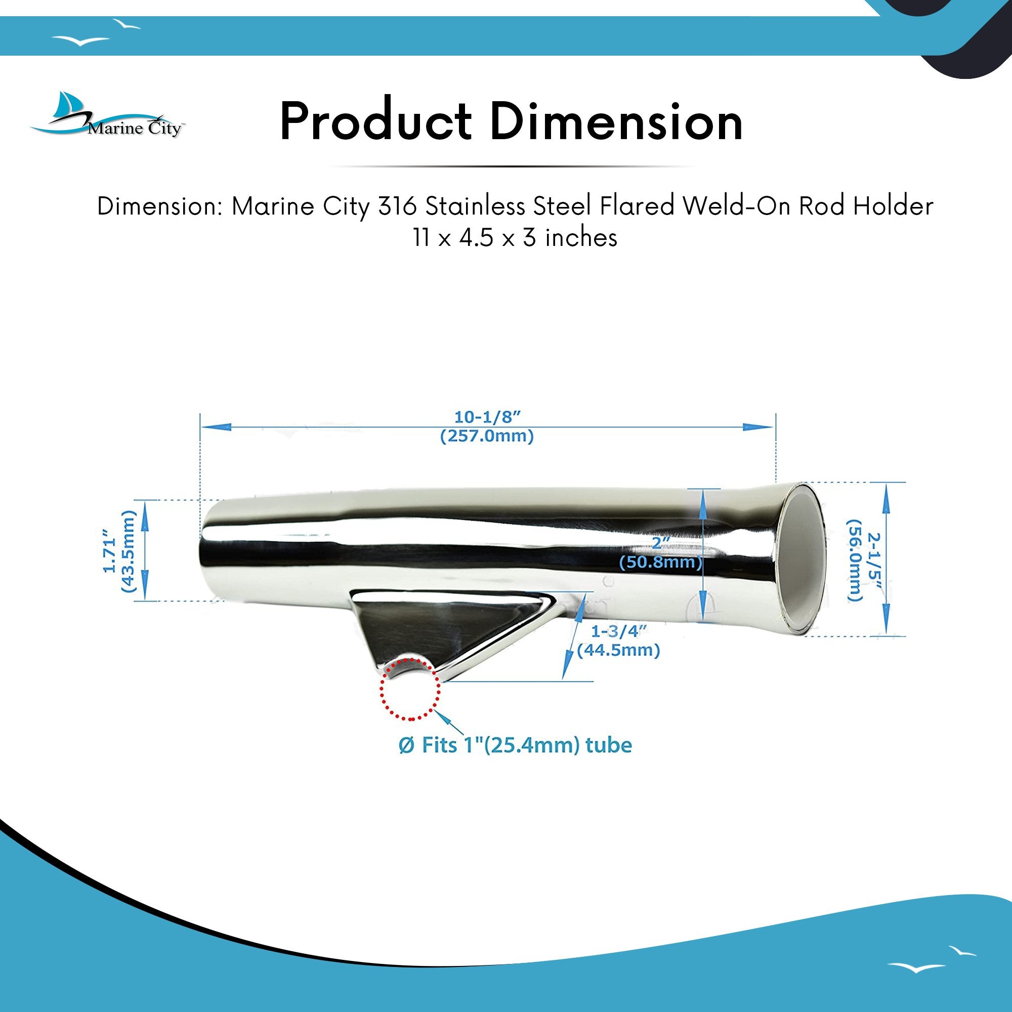 Marine City 316 Stainless Steel Flared Weld-On Rod Holder – Marine City ... Marine City 316 Stainless Steel Flared Weld-On Rod Holder – Marine City ...