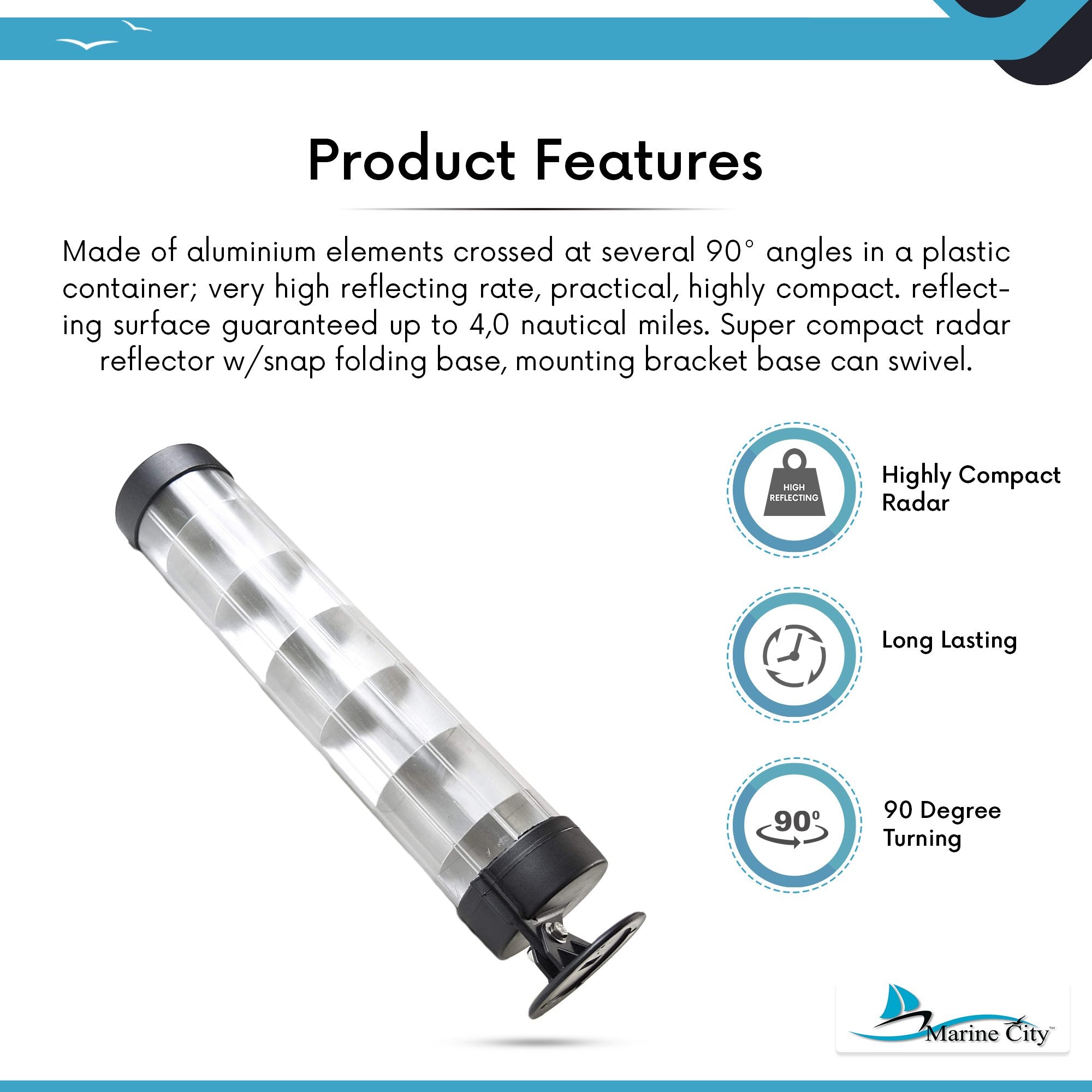 Marine City Tube Type Radar Reflector for Powerboats 4 inch x 24 inch ...