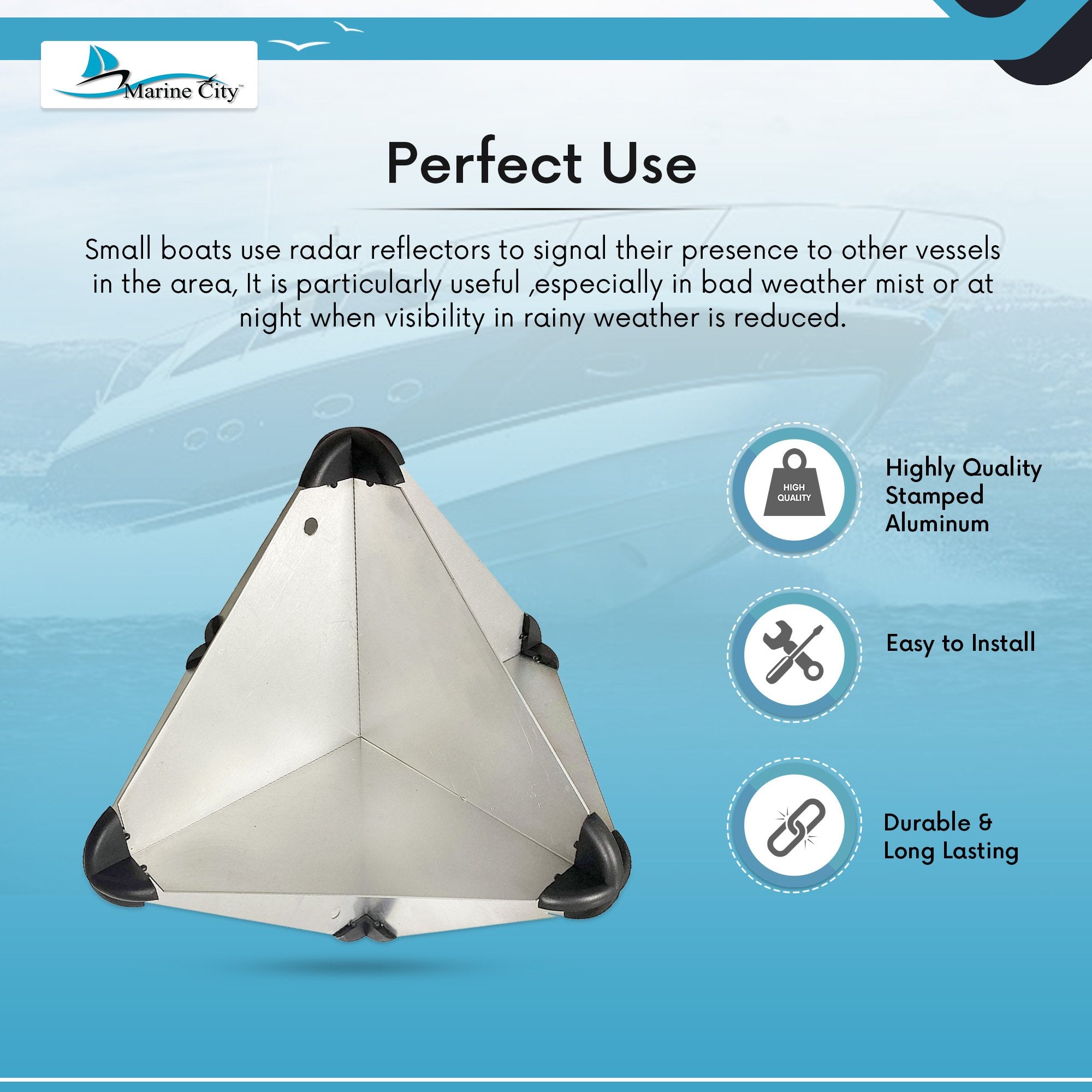 Marine City Aluminium Boat Radar Reflector Octahedral Type - 16" (M ...