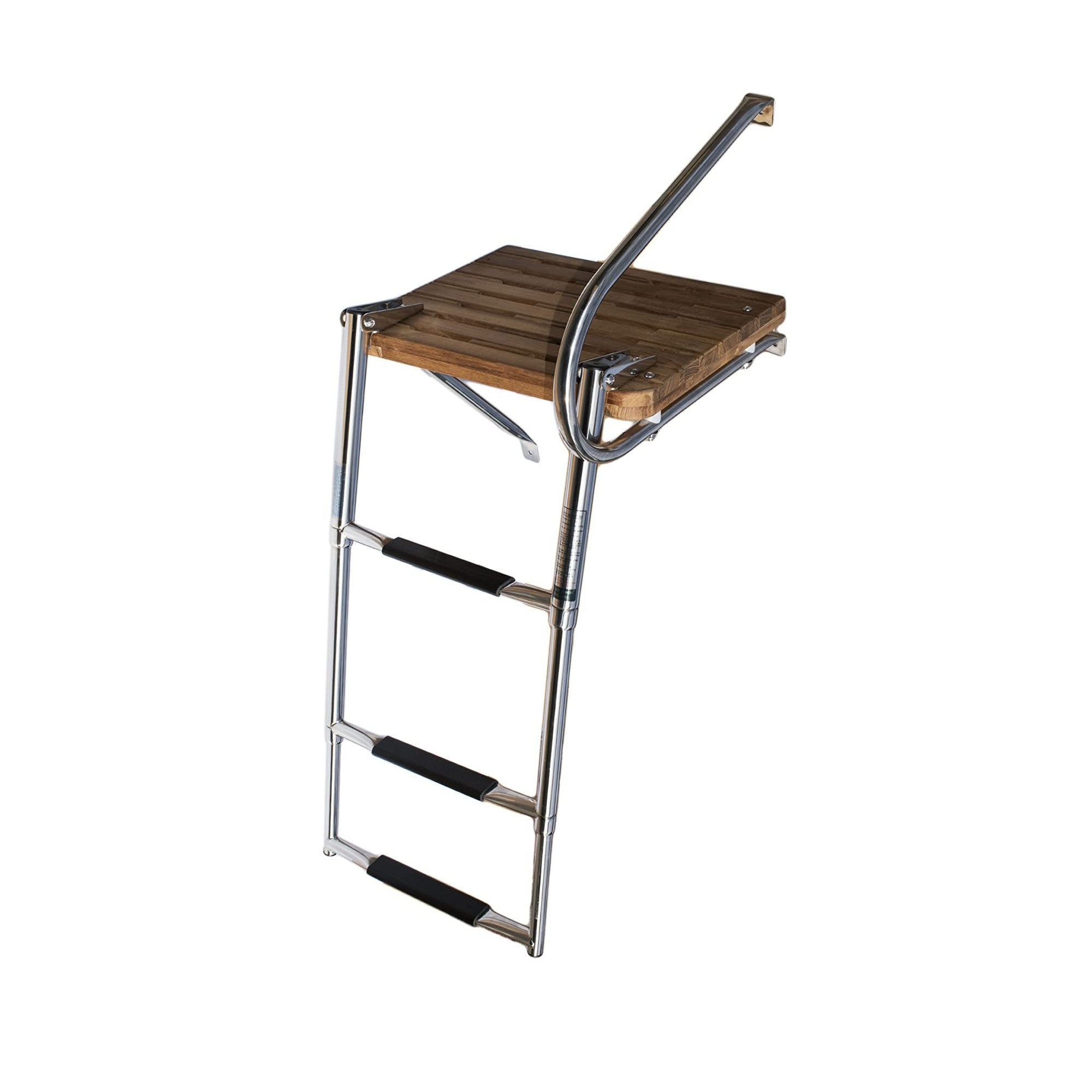 Marine City Stainless Steel 3 Step O/B Swim Teak Platform Ladder Teles ...