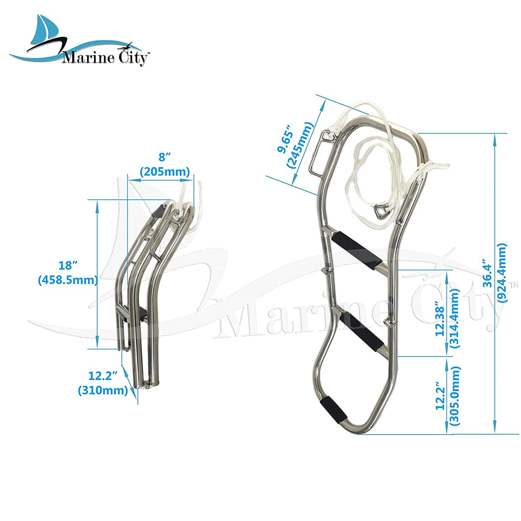 Marine City Stainless Steel 3 Step Folding Inflatable/Pontoon Boat Lad ...