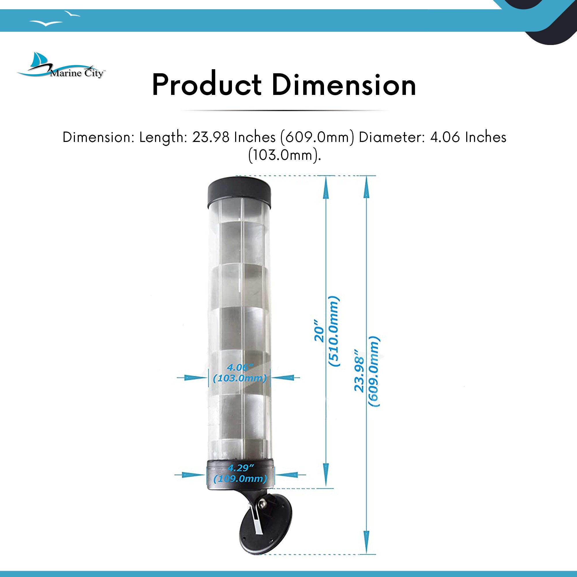 Marine City Tube Type Radar Reflector for Powerboats 4 inch x 24 inch ...